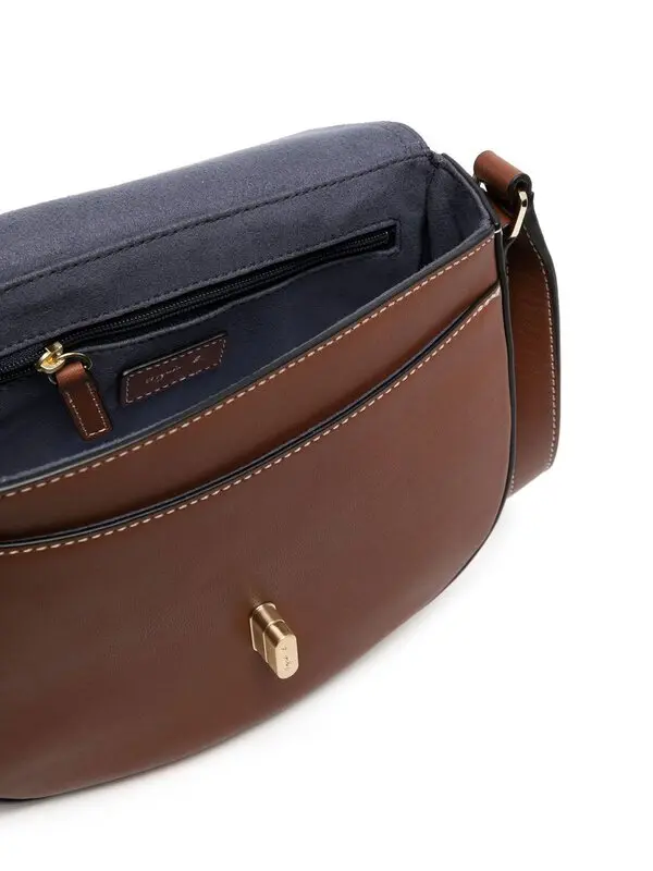 AgnèS B. Contrast-Stitching Leather Shoulder Bag In Brown - 40