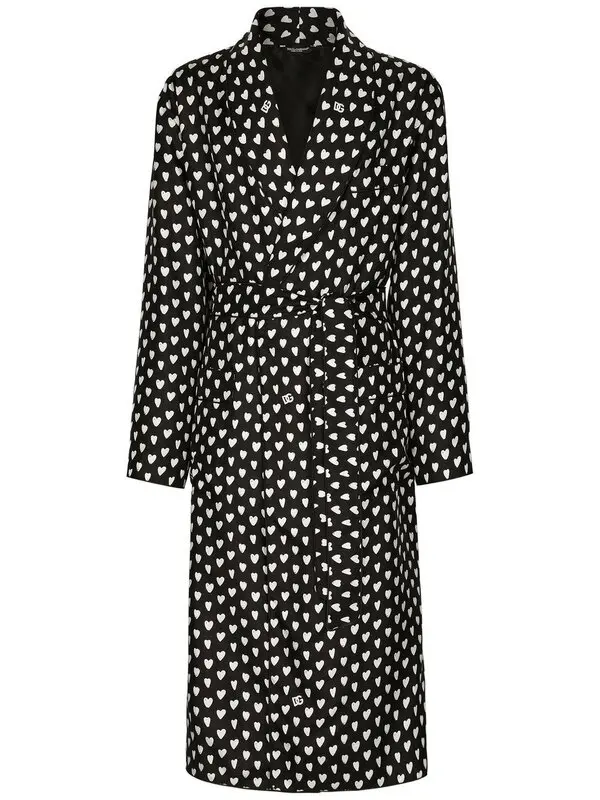 Dolce & Gabbana Heart-print Belted Coat