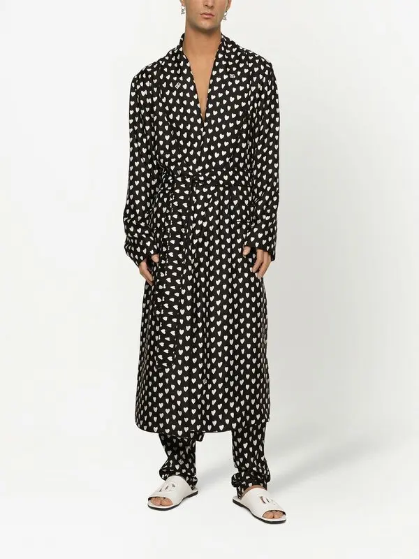 Dolce & Gabbana Heart-print Belted Coat
