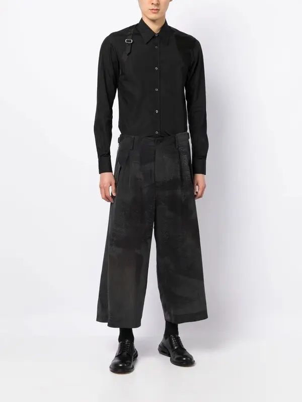 Yohji Yamamoto Cropped Wide-leg Trousers
