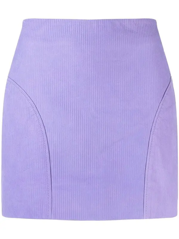Remain Birger Christensen Corduroy Leather Mini Skirt - Purple