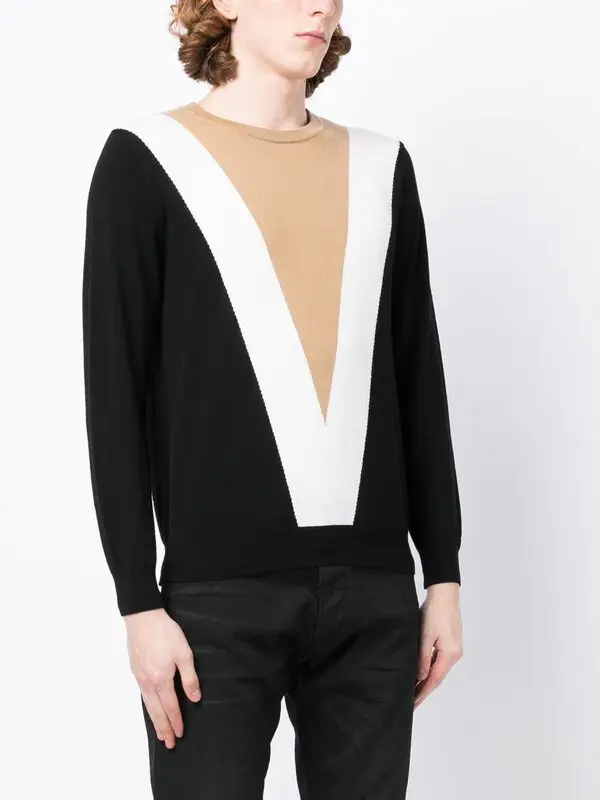 PORTS V Intarsia-knit Crew-neck Jumper