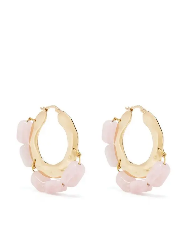JIL SANDER Crystal-embellished Hoop Earrings - Pink