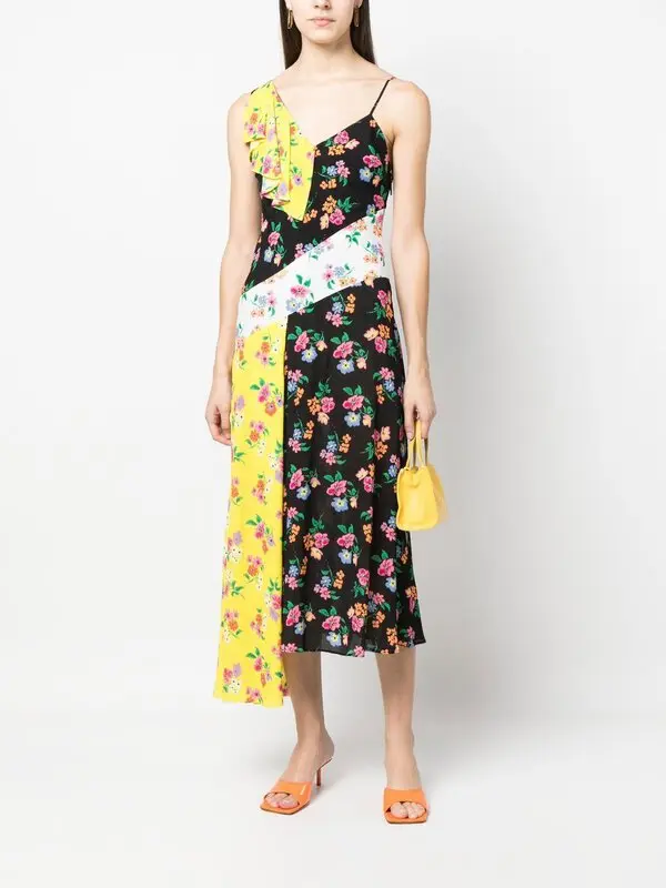 MSGM Floral-print Asymmetric Dress - Black