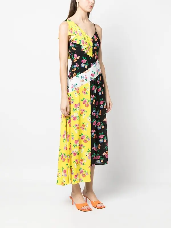 MSGM Floral-print Asymmetric Dress - Black