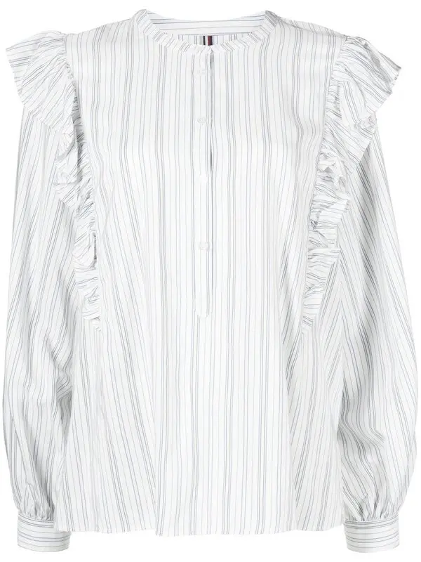 Tommy Hilfiger Striped Ruffle-trim Blouse
