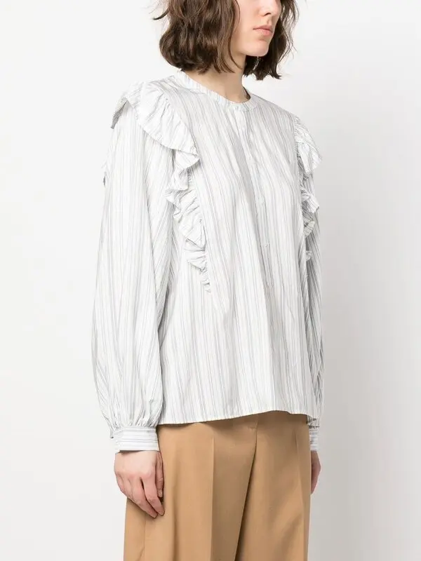 Tommy Hilfiger Striped Ruffle-trim Blouse