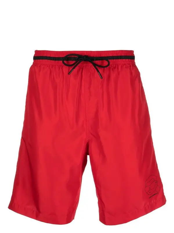 Karl Lagerfeld Ikon 2.0 Logo-print Board Shorts - Red
