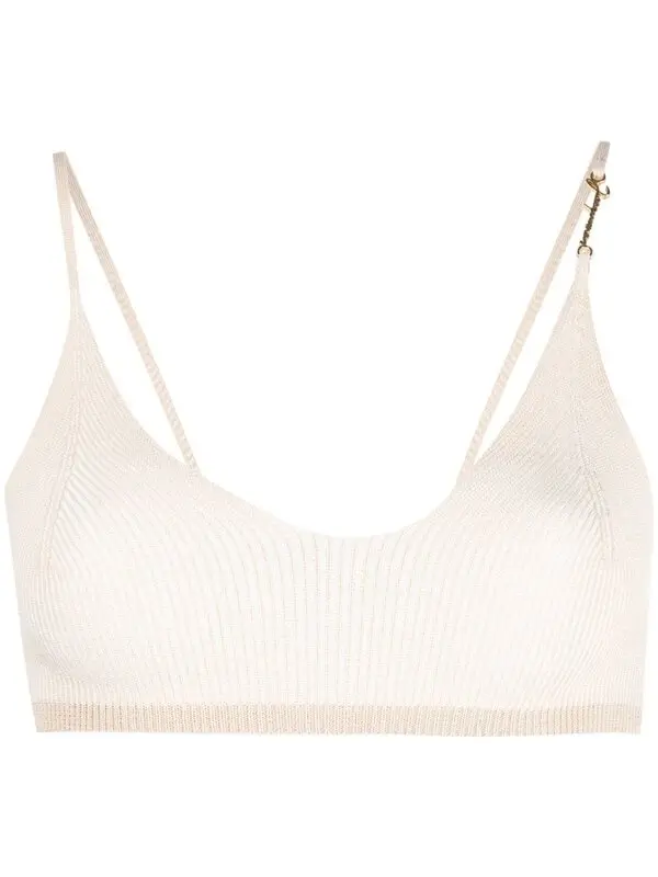 Jacquemus Logo-plaque Cropped Top - Neutrals