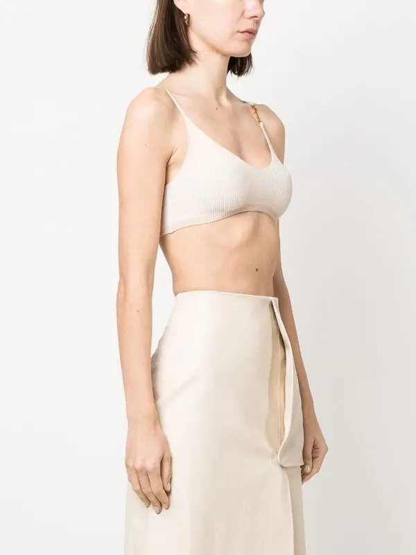 Jacquemus Logo-plaque Cropped Top - Neutrals