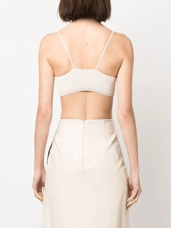 Jacquemus Logo-plaque Cropped Top - Neutrals