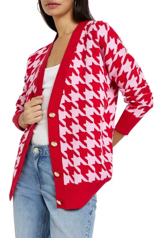 RIVER ISLAND Houndstooth V-neck Cardigan