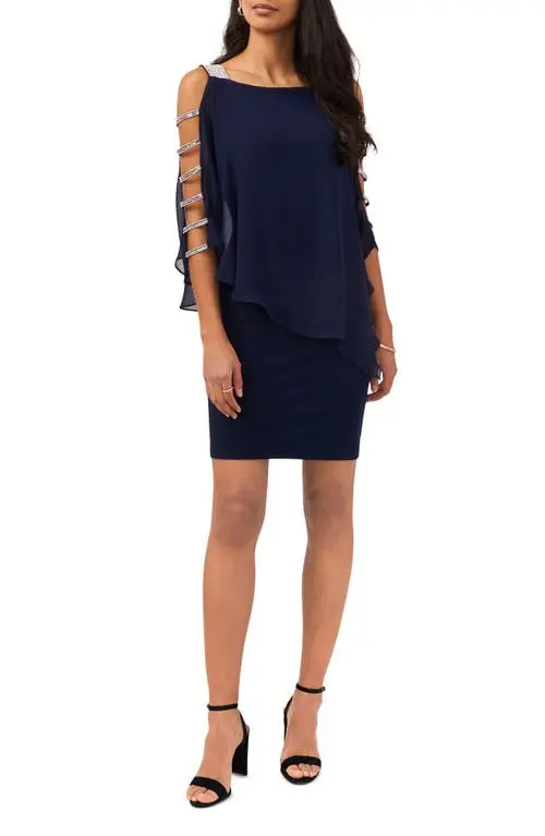 Chaus Ladder Trim Overlay Mini Dress - Navy