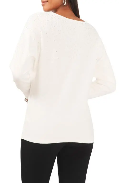 Chaus Bling V-neck Sweater - Antique White