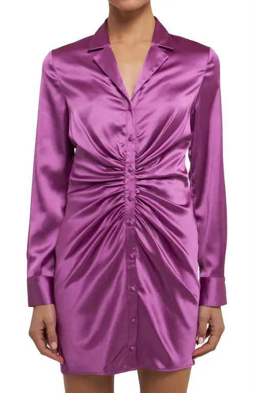 Endless Rose Ruched Satin Shirtdress
