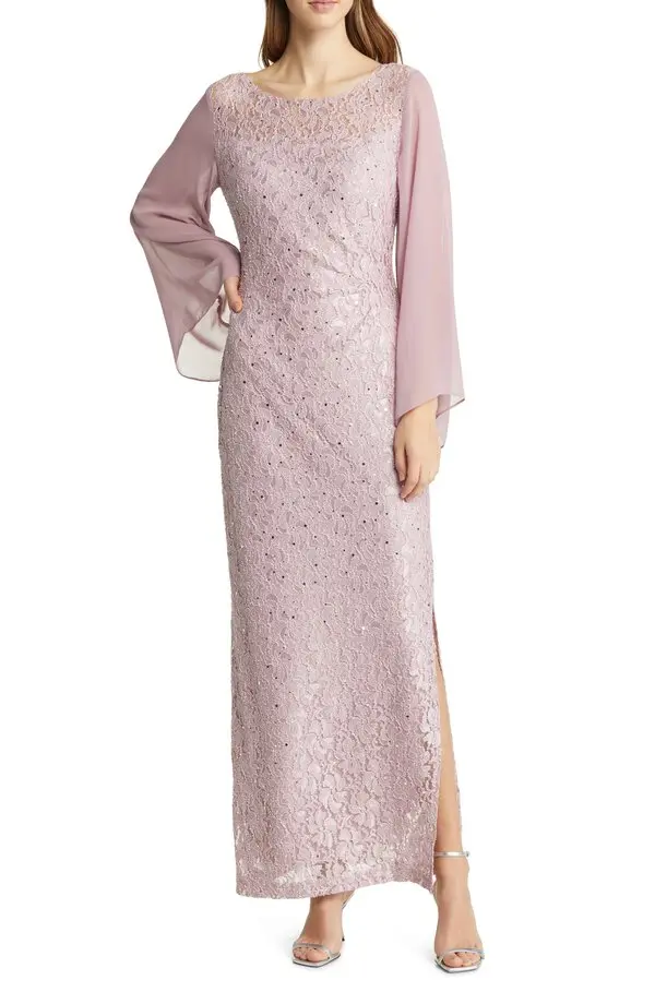connected sequined lace sheath dress Connected Apparel Sequin Lace Sheath Dress