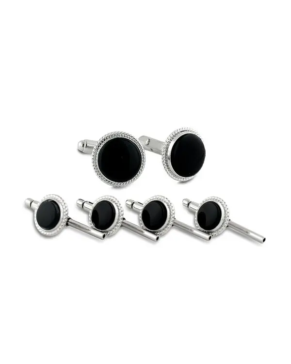 David Donahue Onyx Stud & Cufflink Set - Silver