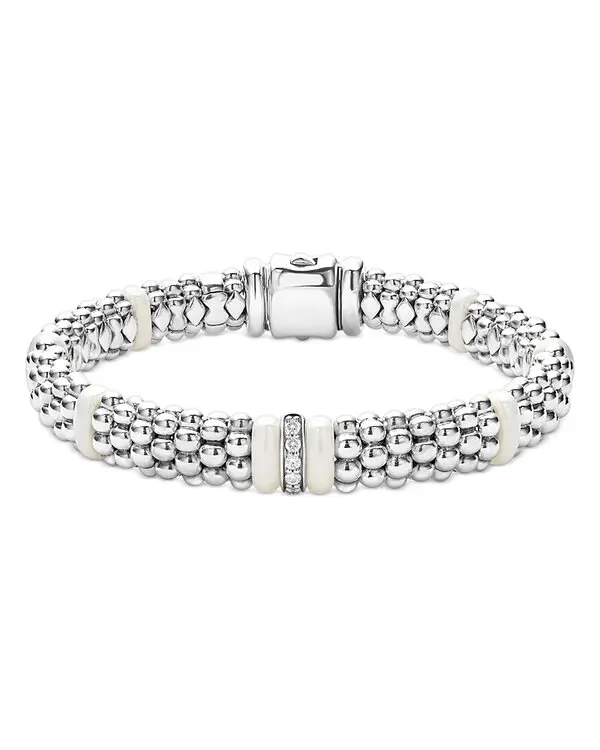 Lagos Ceramic & Sterling Silver White Caviar Bracelet - Silver/white