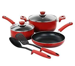 OSTER 7 Piece Non Stick Aluminum Cookware Set I N Red - One-color