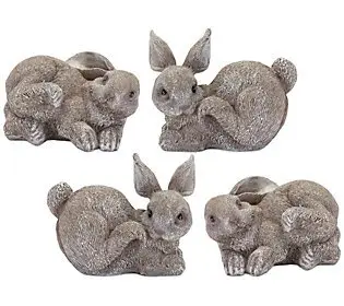 MELROSE Garden Bunny Figurines Set Of Four - One-color