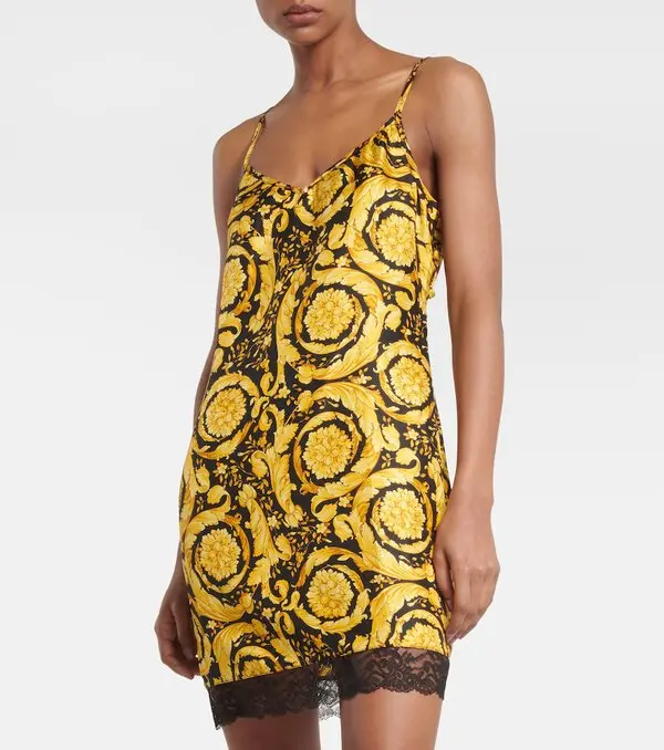 Versace Barocco Silk Camisole Minidress