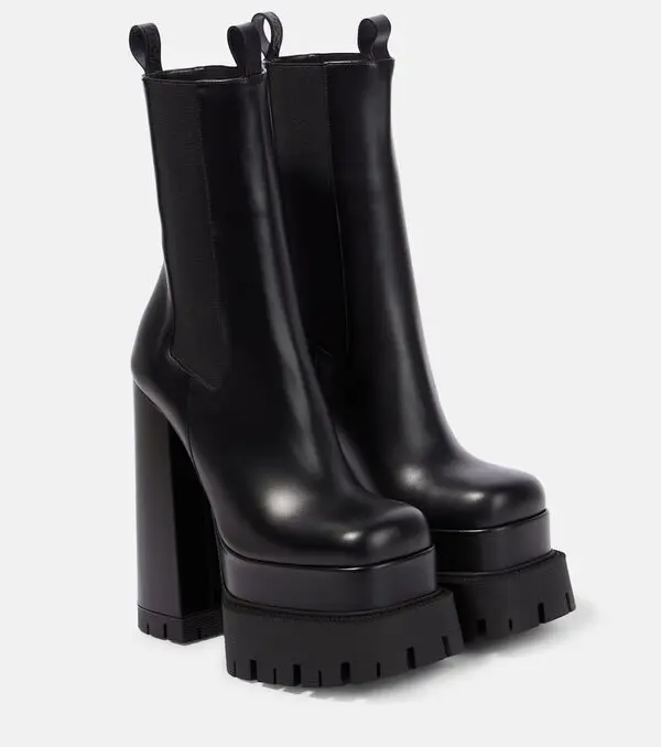 Versace Aevitas Platform Leather Ankle Boots