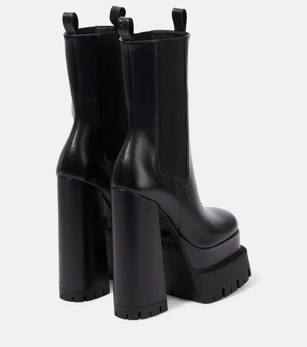 Versace Aevitas Platform Leather Ankle Boots In Black - 50% Off