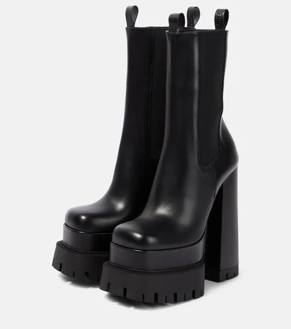 Versace Aevitas Platform Leather Ankle Boots