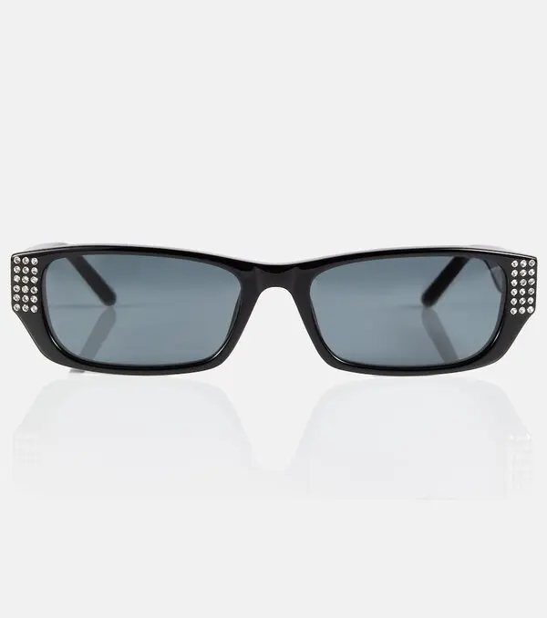 Magda Butrym X Linda Farrow Embellished Rectangular Sunglasses - Black