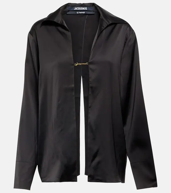 Jacquemus La Chemise Notte Satin Shirt - Black