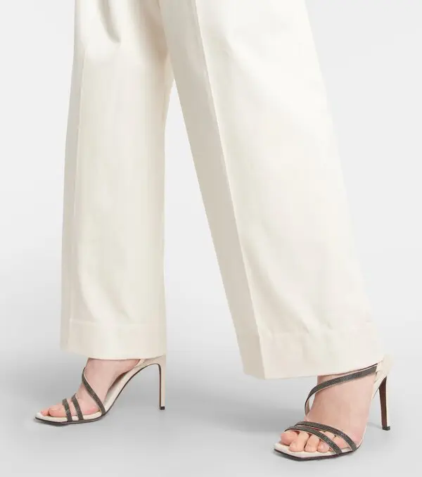 Brunello Cucinelli Embellished Leather Sandals - Beige
