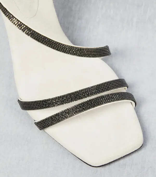 Brunello Cucinelli Embellished Leather Sandals - Beige