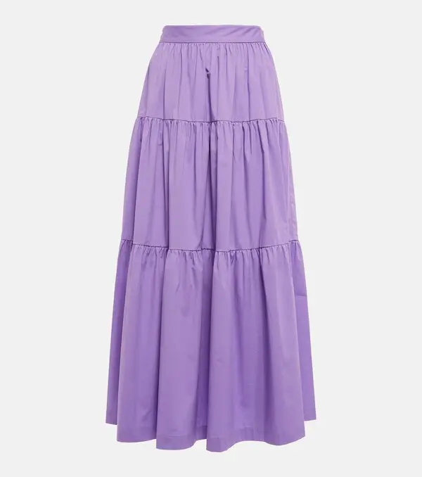 Staud Sea Tiered Cotton Poplin Maxi Skirt