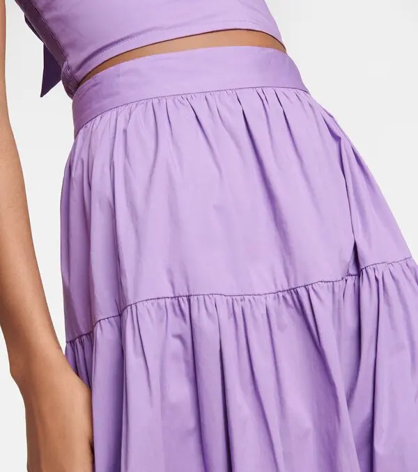 Staud Sea Tiered Cotton Poplin Maxi Skirt