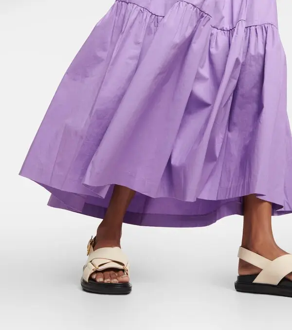 Staud Sea Tiered Cotton Poplin Maxi Skirt