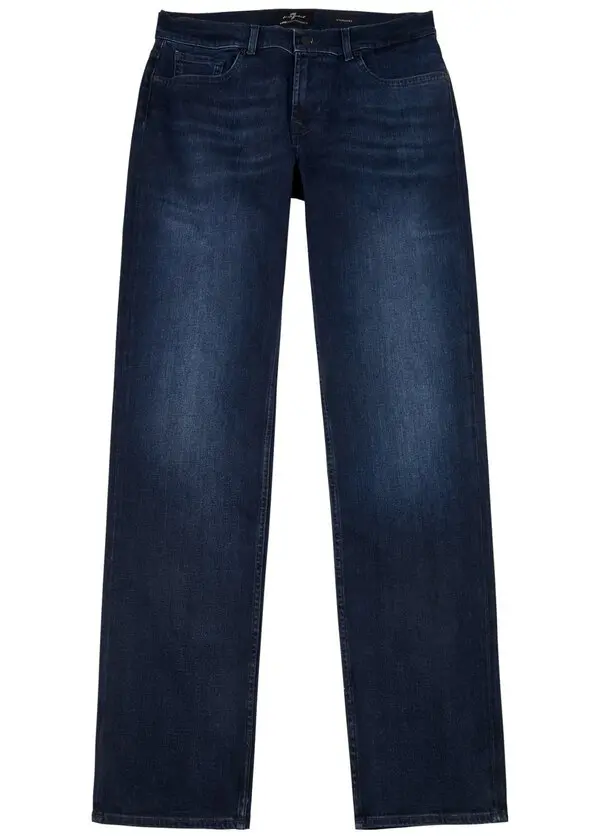 7 For All Mankind Luxe Performance Eco Straight-leg Jeans - Dark Blue