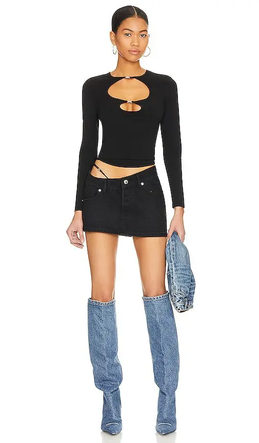 Alexander Wang Crewneck Long Sleeve Top Cut Out Detail - Black
