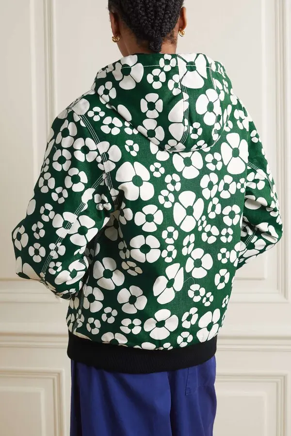 Marni Carhartt Wip Embroidered Floral-Print Cotton-Canvas Hooded