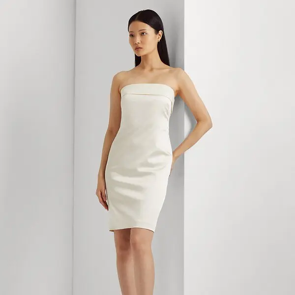 Ralph Lauren Bow-Back Satin Strapless Cocktail Dress In Mascarpone Cream -  51% Off | Editorialist