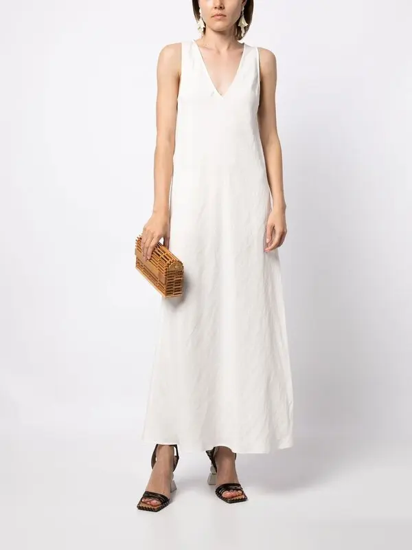 Voz V-neck Maxi Dress - White