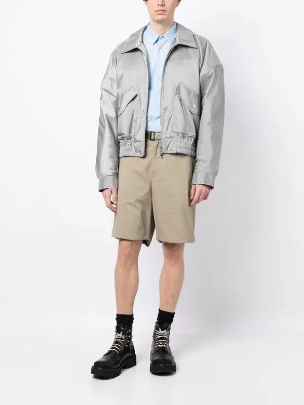 Sacai Belted-waist Bermuda Shorts - Green