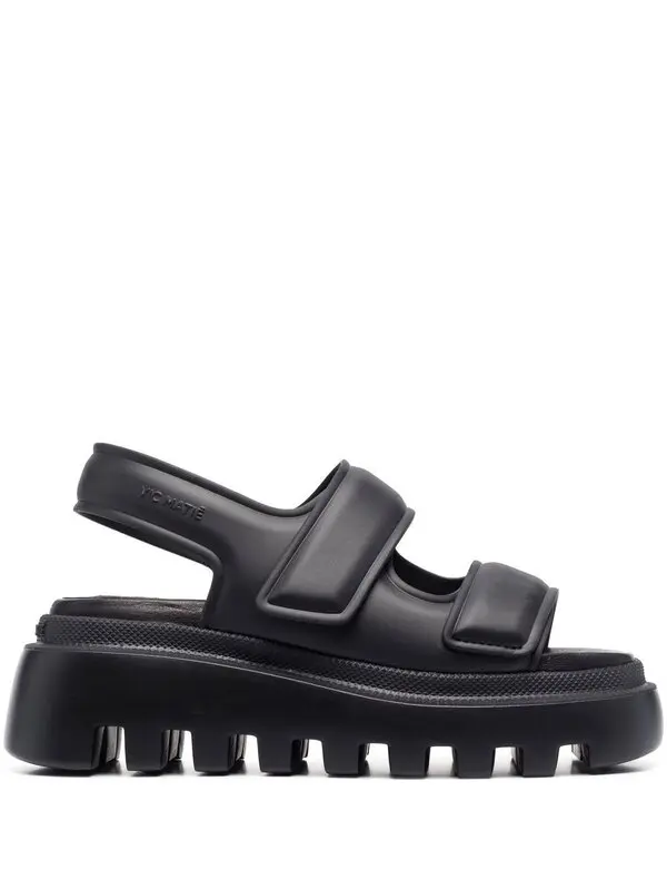 VIC MATIE Touch-strap Leather Sandals - Black