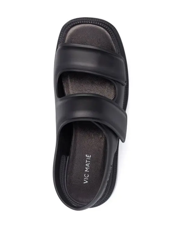 VIC MATIE Touch-strap Leather Sandals - Black
