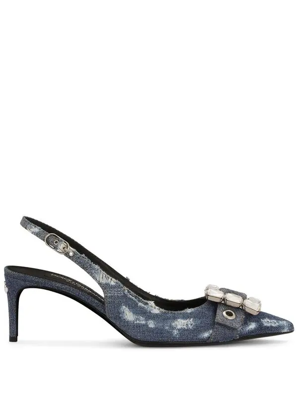 Dolce & Gabbana 60mm Patchwork-denim Slingback Pumps