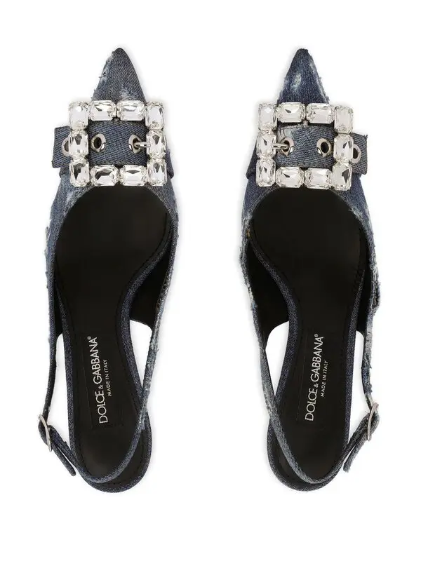 Dolce & Gabbana 60mm Patchwork-denim Slingback Pumps