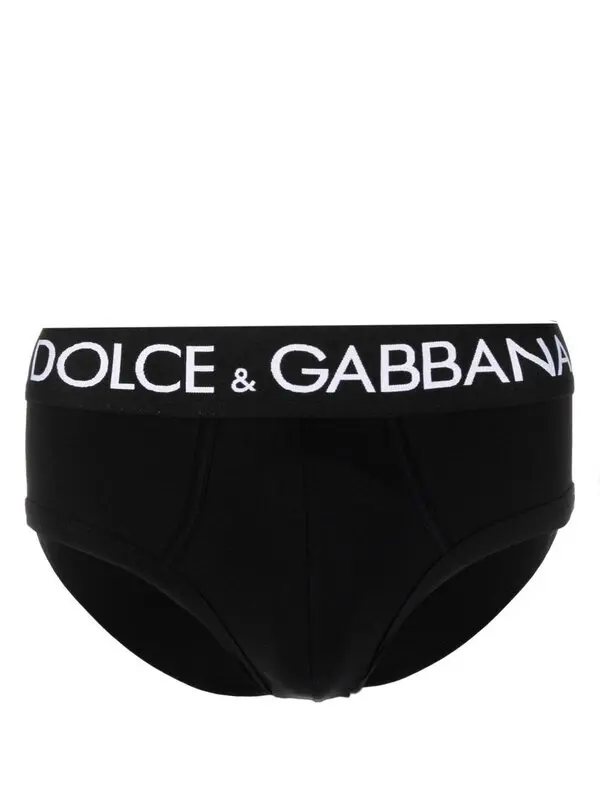 Dolce & Gabbana Logo-print Stretch-cotton Briefs - Black