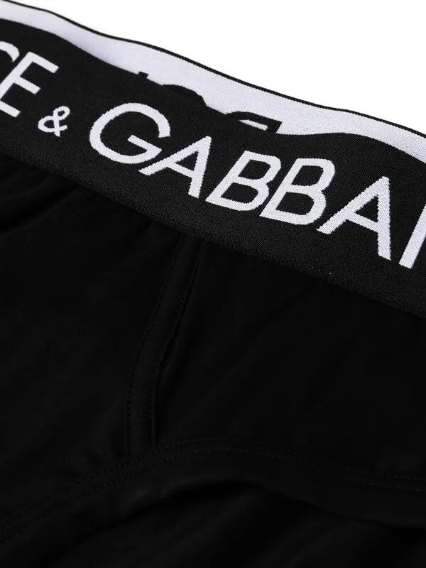 Dolce & Gabbana Logo-print Stretch-cotton Briefs - Black