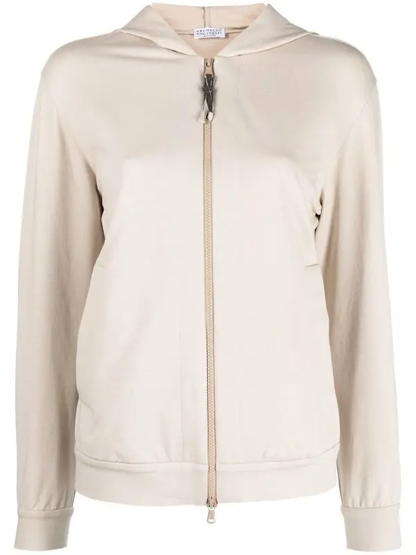 Brunello Cucinelli Cotton-blend Zip-up Hoodie - Neutrals