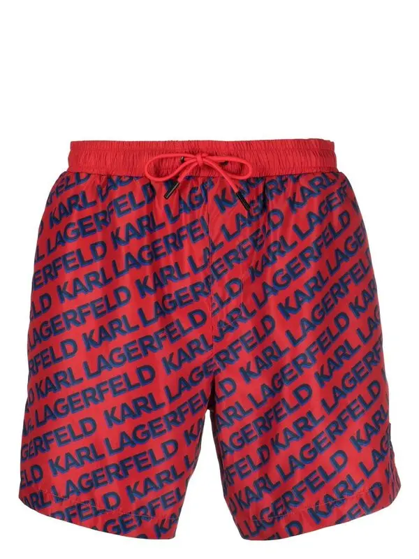 Karl Lagerfeld Logo-print Swim Shorts - Red
