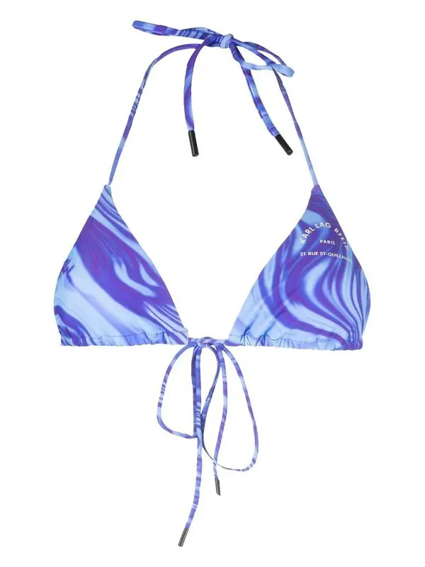 Karl Lagerfeld Abstract-print String Bikini Top - Blue